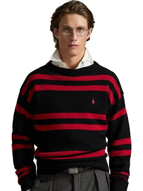 Ralph Lauren Striped Wool Crewneck Sweater - Polo Black Combo