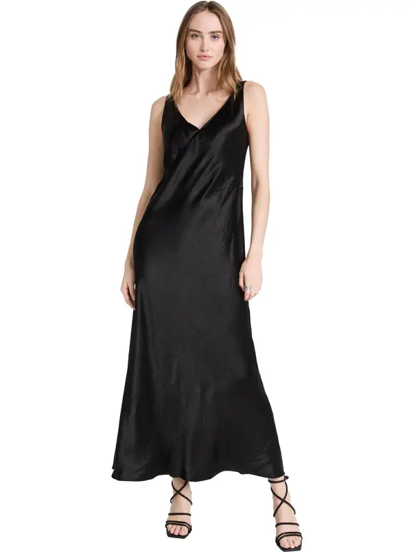 Vince V-neck Maxi Slip Dress - Black