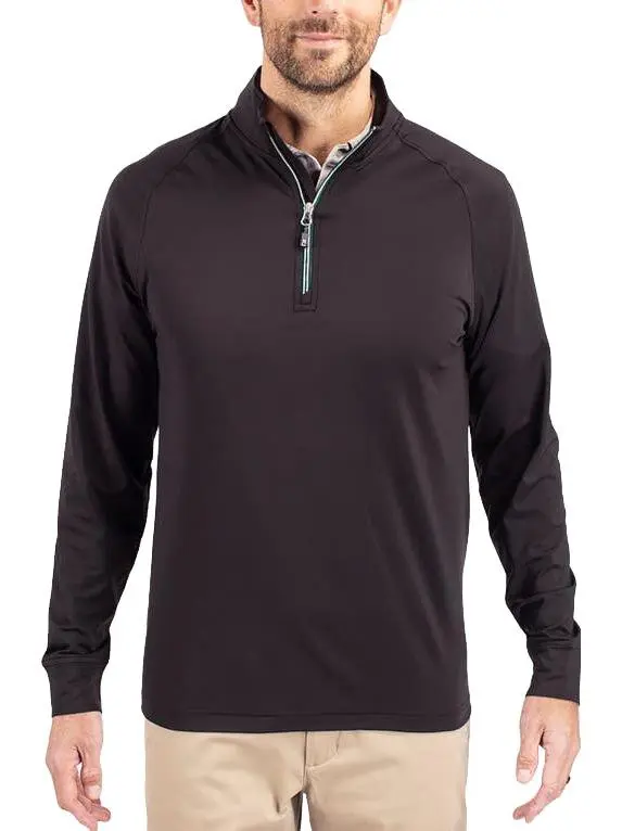 Cutter & Buck Adapt Knit Quarter Zip Pullover - Black/hunter