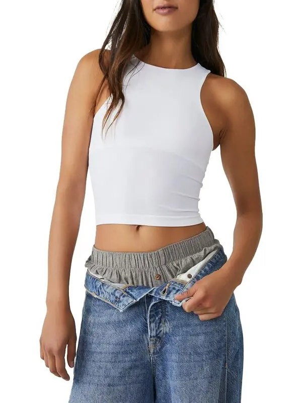 Free People Clean Lines Crop Tank - White