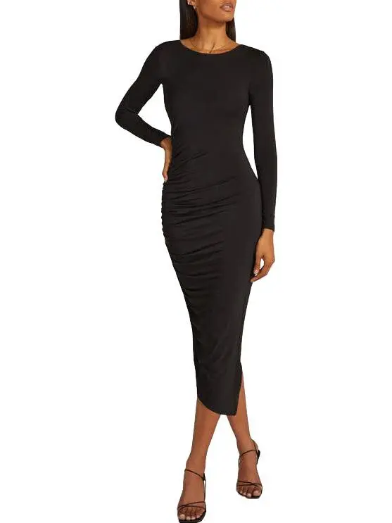 FAVORITE DAUGHTER Ruched Long-sleeve Dress - Black