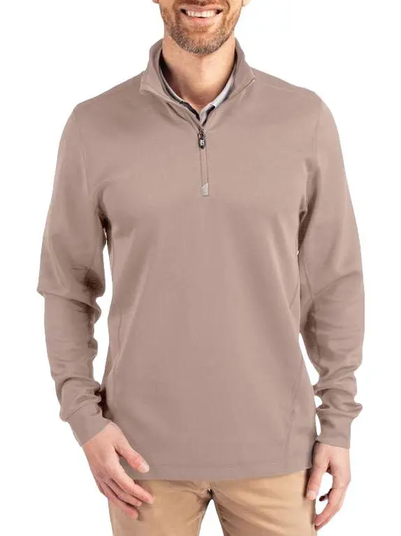 Cutter & Buck Traverse Stretch Quarter Zip Pullover - Mushroom