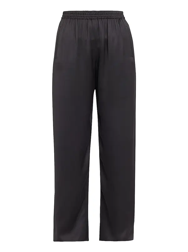 Giorgio Armani Silk Straight Leg Trousers - Black