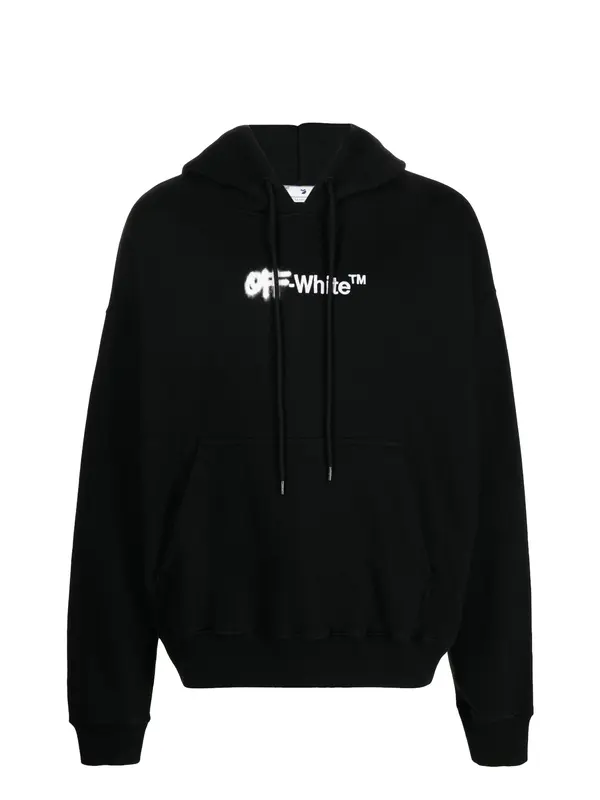 Off-White Helvetica Logo-embroidered Hoodie - Black