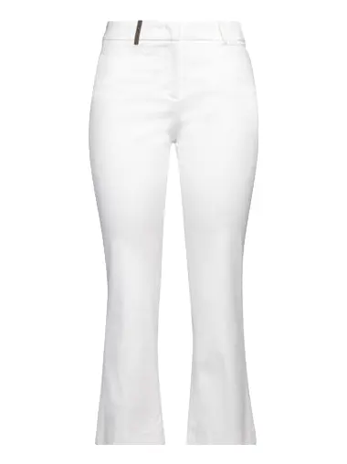 Peserico Flared Leg Trousers With Leather Trim - White