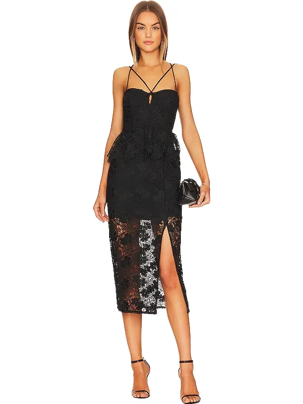 Lpa Madonna Lace Corset Midi Dress - Black
