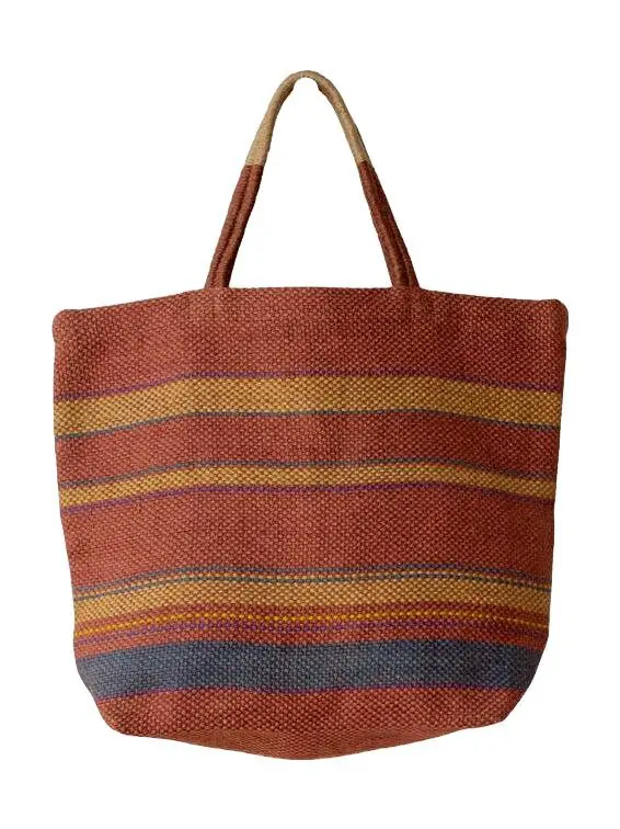 WILL & ATLAS Sedona Market Shopper Jute Tote - Red/gold/indigo