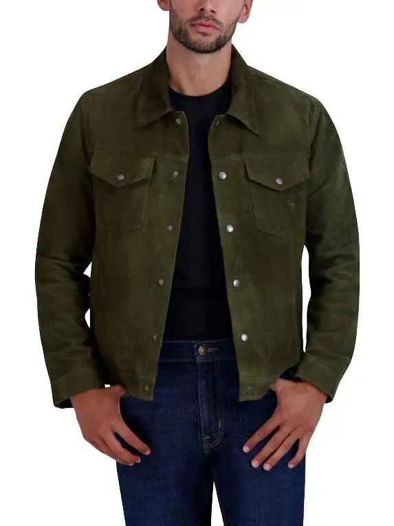 Cole Haan Suede Trucker Jacket - Green