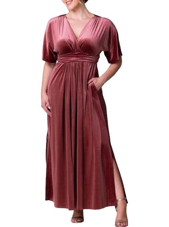 KIYONNA Verona Velvet Gown - Mauve Rose