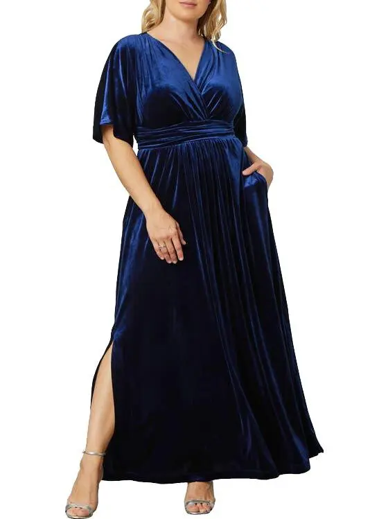 KIYONNA Verona Velvet Gown - Nocturnal Navy