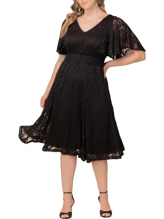 KIYONNA Camille Lace Midi Dress - Onyx