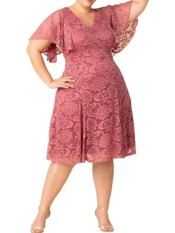 KIYONNA Camille Lace Midi Dress - Rose Pink