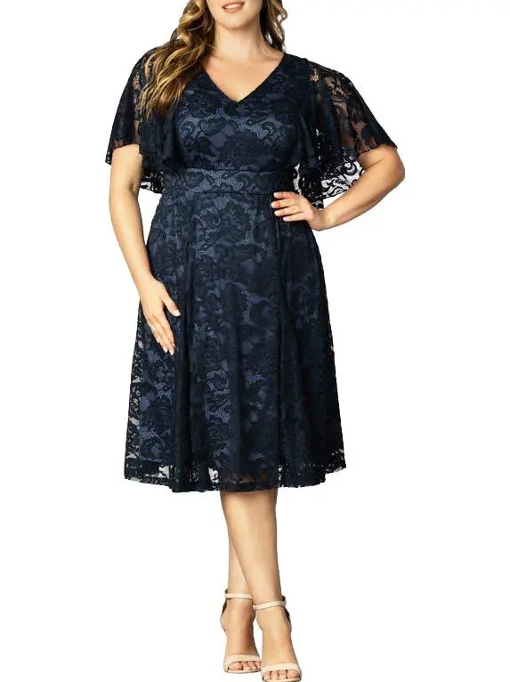 KIYONNA Camille Lace Midi Dress - Twilight Blue