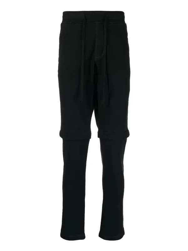 GREG LAUREN Drawstring Cotton Track Pants - Black