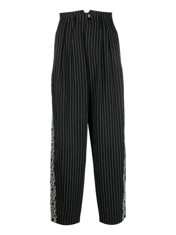 YOUTHS IN BALACLAVA High-rise Pinstripe Trousers - Black