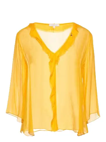 Patrizia Pepe Ruched Crepe Shirt - Orange