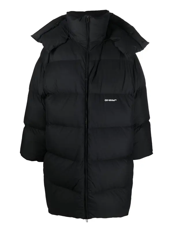 Off-White Logo-print Puffer Coat - Black