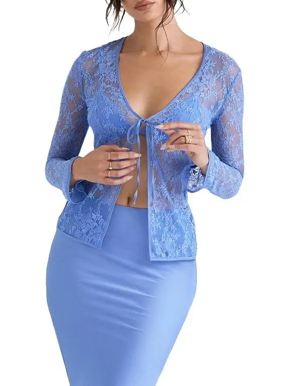 House Of Cb Phoebe Lace Top - Blue