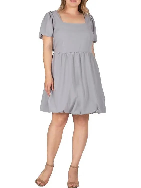 STANDARDS & PRACTICES Puff Sleeve Bubble Hem Dress - Grey