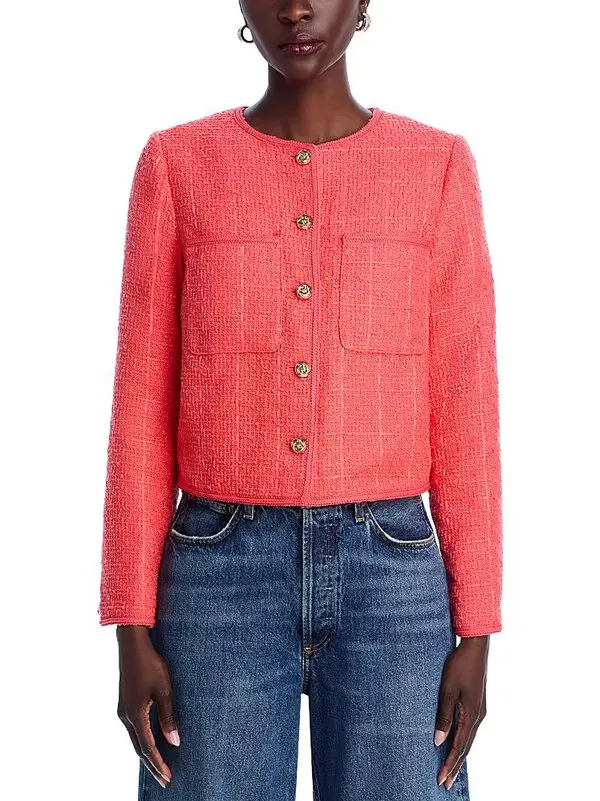 Aqua Tweed Jacket - Coral