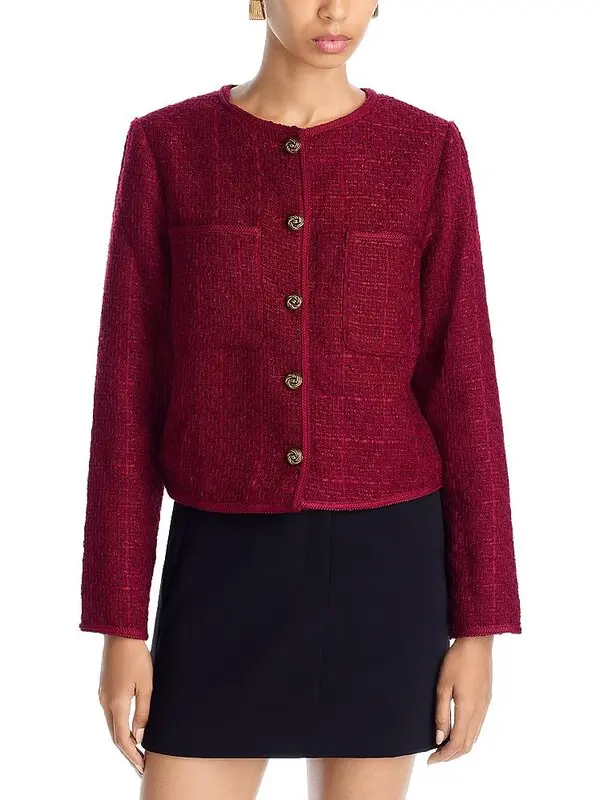 Aqua Tweed Jacket - Dark Cherry
