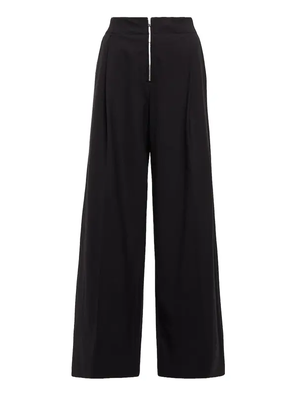 Proenza Schouler High-rise Wide-leg Wool-blend Pants - Black