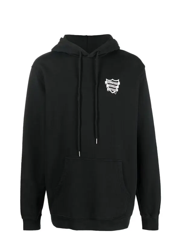 HTC LOS ANGELES Logo Print Cotton Hoodie - Black