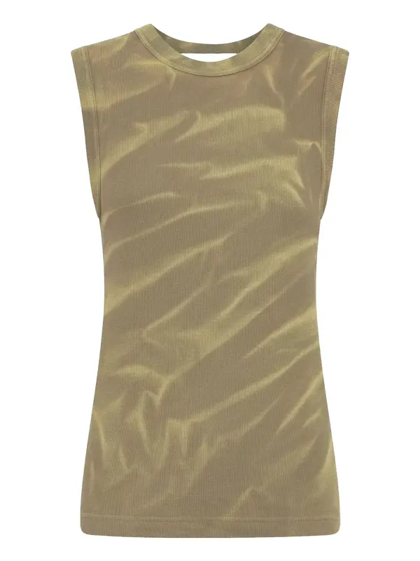 DION LEE Crinkle-print Tank Top - Green