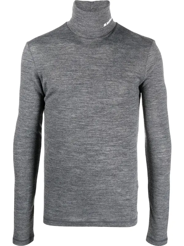 JIL SANDER Logo-print Roll-neck Jumper - Grey