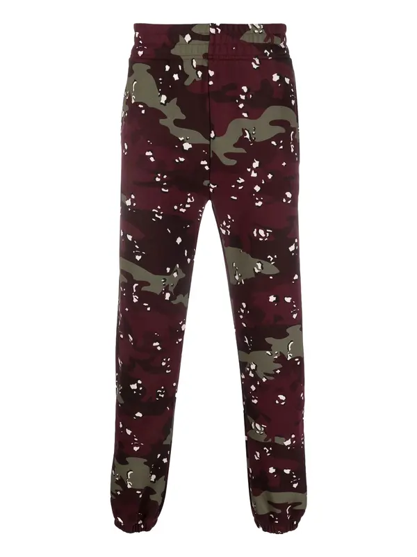 Maison Kitsuné Camouflage-print Cotton Joggers - Red