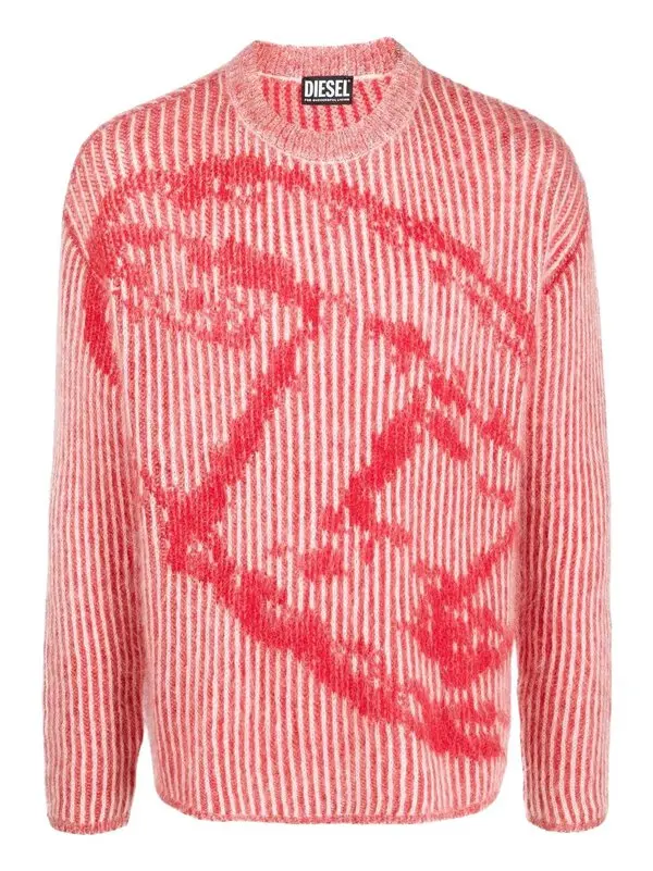 DIESEL® Abstract-knit Ribbed Jumper - Red
