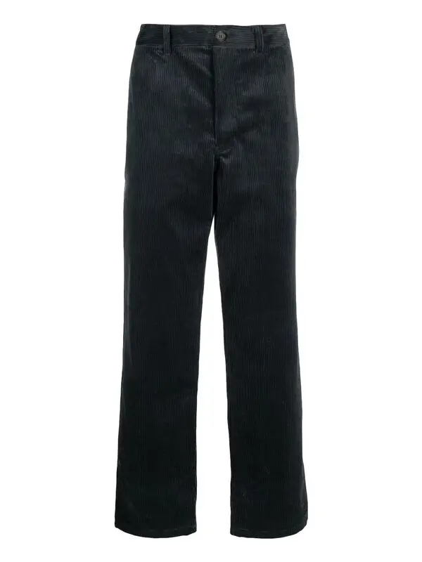 Wood Wood Corduroy Straight-leg Trousers - Blue