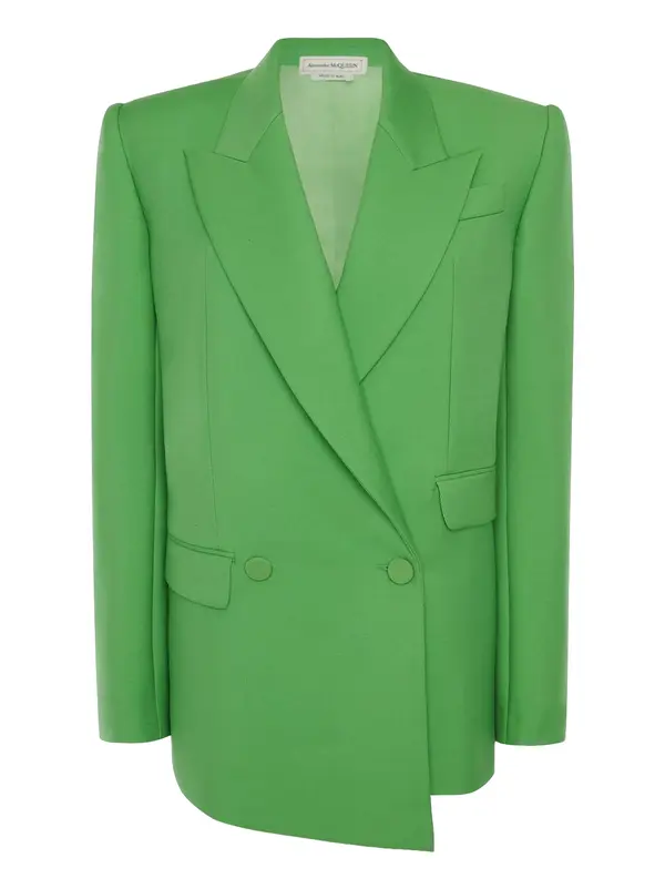 Alexander McQueen Double-breasted Blazer With Asymmetric Hem - Green