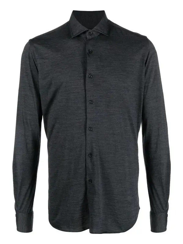 DELL'OGLIO Long-sleeve Wool Shirt - Grey