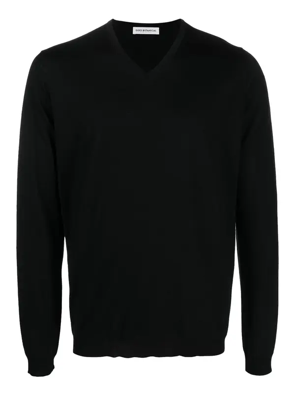 GOES BOTANICAL Merino Wool V-neck Jumper - Black
