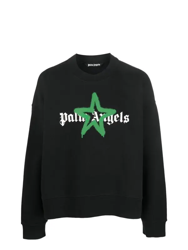 Palm Angels Logo-print Crew-neck Sweatshirt - Black