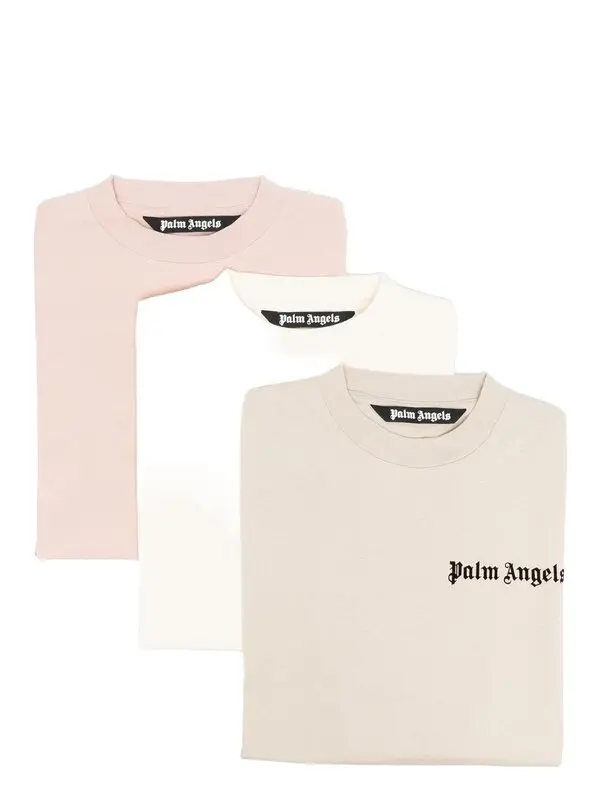 Palm Angels Logo-print T-shirt Pack Of 3 - Neutrals