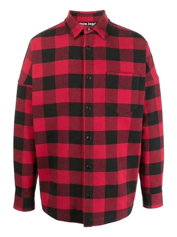Palm Angels Logo-print Checked Shirt - Red