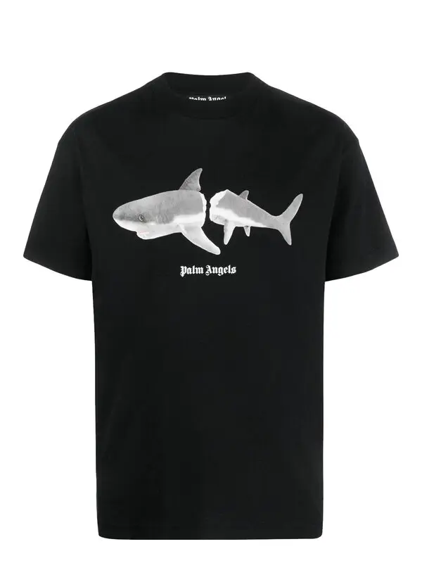 Palm Angels Shark Organic-cotton T-shirt - Black