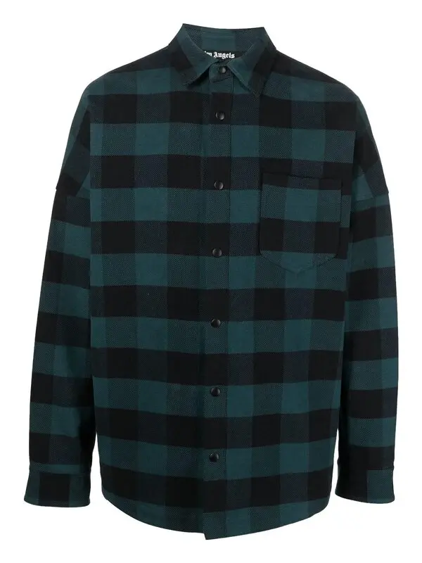 Palm Angels Logo-print Checked Shirt - Green