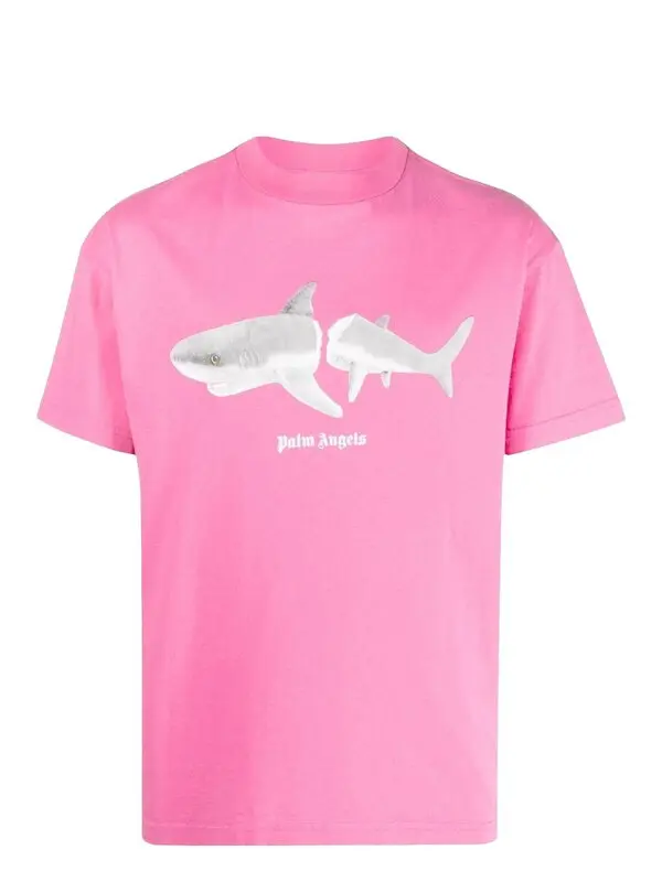 Palm Angels Shark-print Organic Cotton T-shirt - Pink