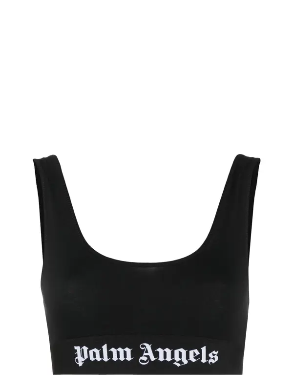 Palm Angels Logo-tape Triangle Bra - Black