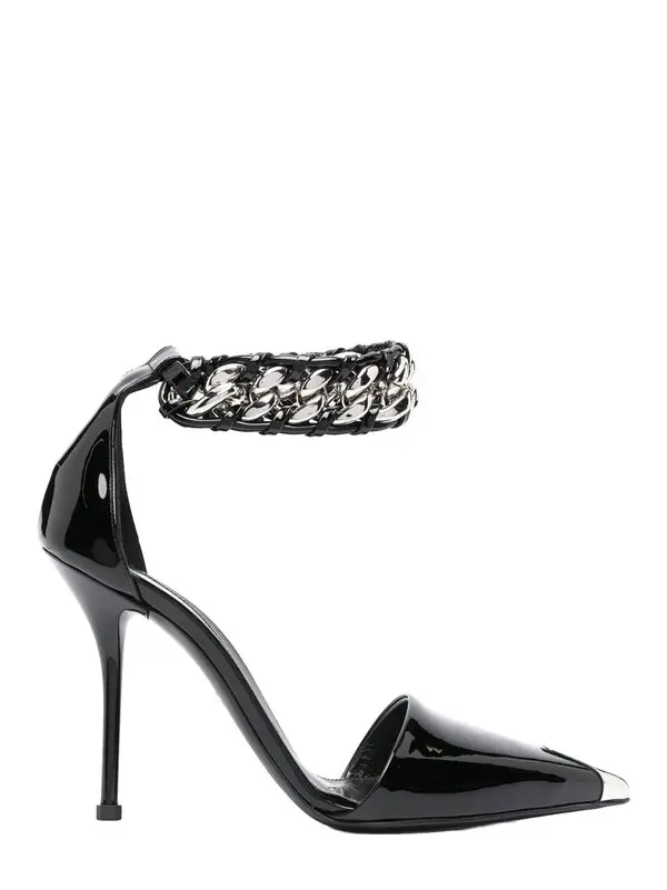 Alexander McQueen 105mm Chain-trim Leather Pumps - Black