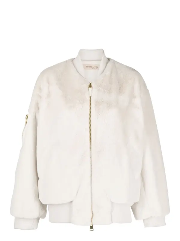 BLANCA VITA Faux-fur Bomber Jacket - White