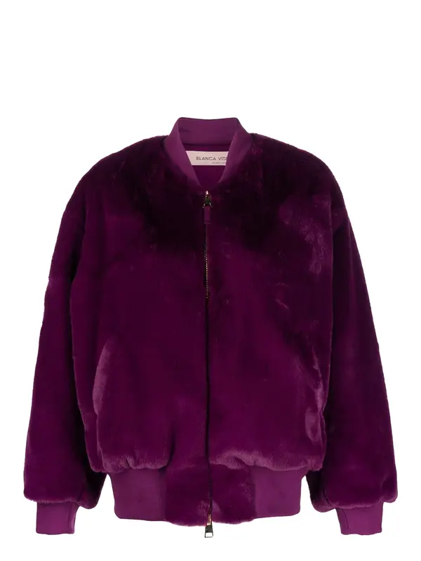 BLANCA VITA Faux-fur Bomber Jacket - Purple