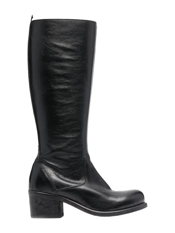 Moma Calf-length Leather Boots - Black