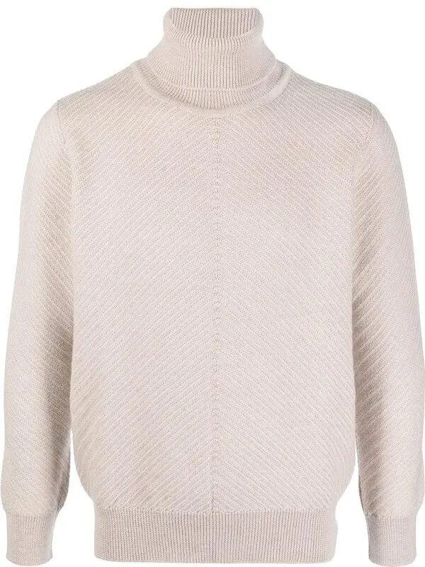 LARDINI Ribbed Roll-neck Jumper - Neutrals