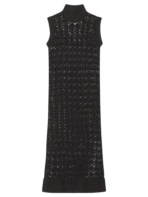 GANNI High-neck Metallic Dress - Black