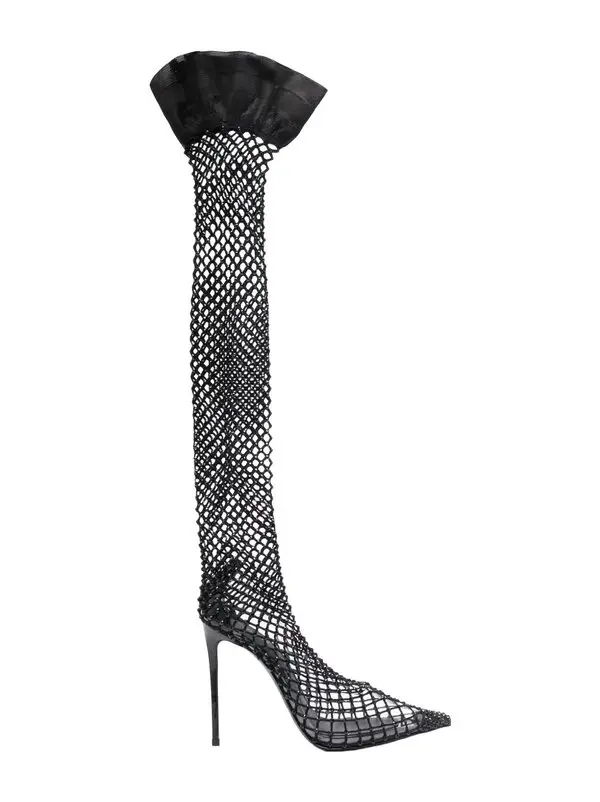 LE SILLA Gilda Fishnet Thigh-high Boots - Black