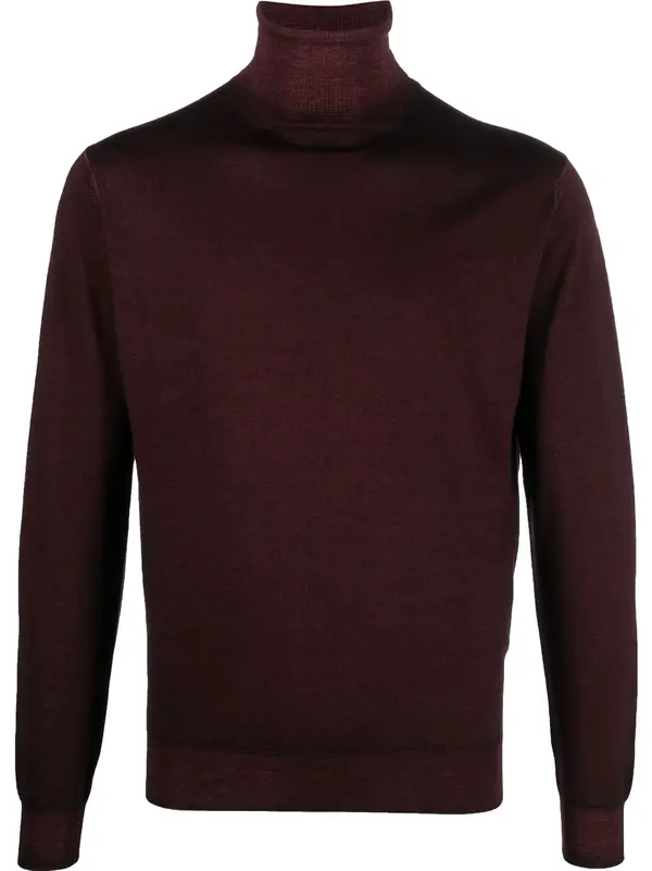 DELL'OGLIO Roll-neck Merino Wool Jumper - Red